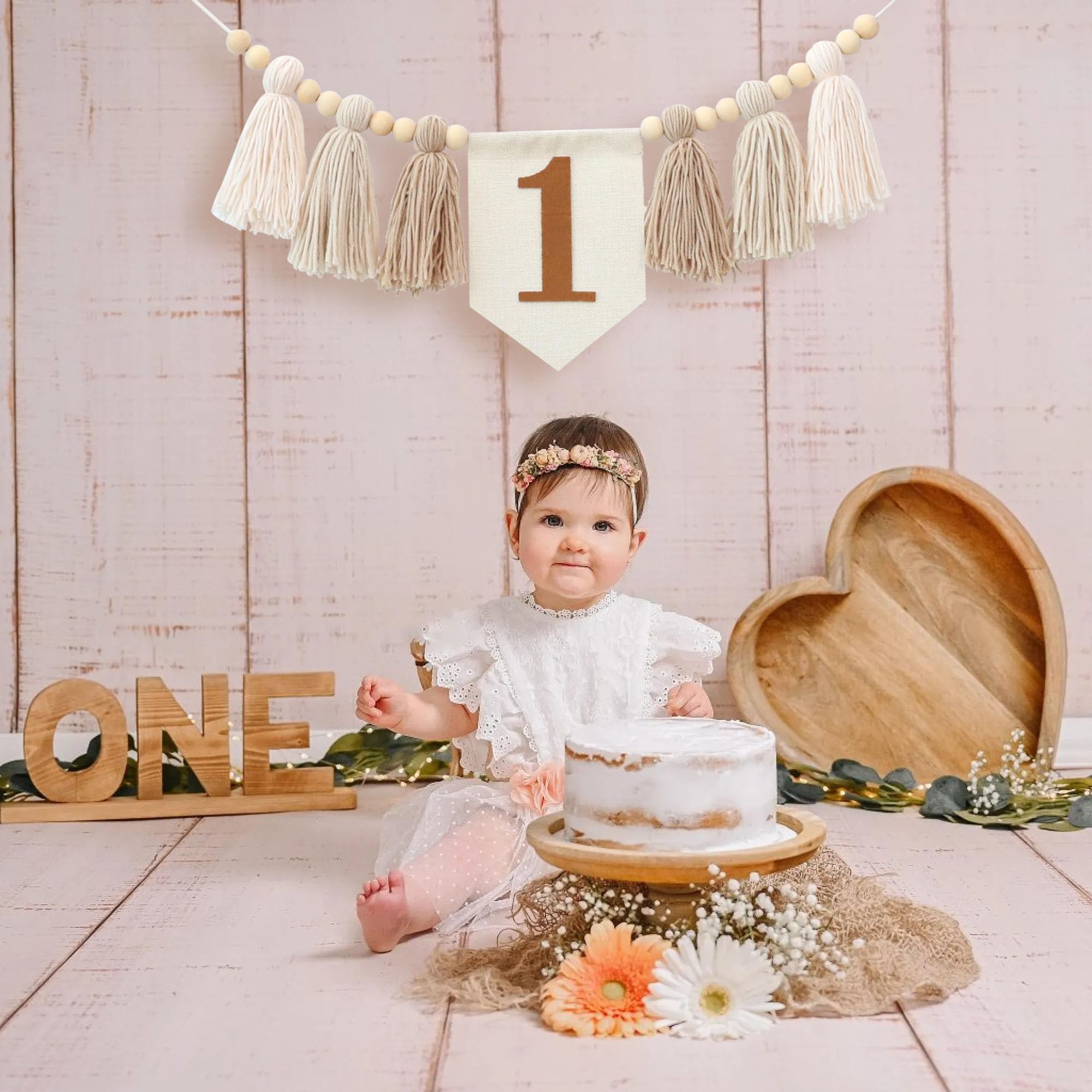 Handmade Boho 1st Birthday High Chair Banner Party Decoration For Girl Baby Shower Wall Hangings Decorative For Kids Bedroom