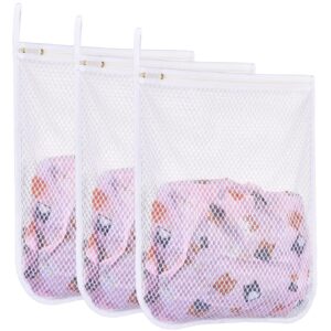 3 pcs durable honeycomb mesh laundry bags for delicates 3 medium (12" x 15")