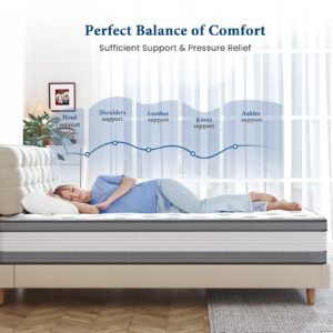 Coolvie Mattress Full Size, 12 Inch Full Size Mattress in A Box, Hybrid Full Mattress Individual Pocket Springs Full Mattress with Memory Foam Layer Provide Motion Isolation & Cool Sleep, 2024 New