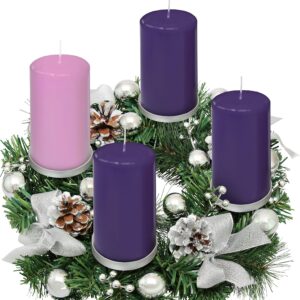 Title: Advent Candles Set of 4 – Made in the USA None Drip Advent Pillar Candles – Unscented Purple & Pink Advent Candles for Church and Home Advent Décor decoration Advent Wreaths Rings Candle Holder