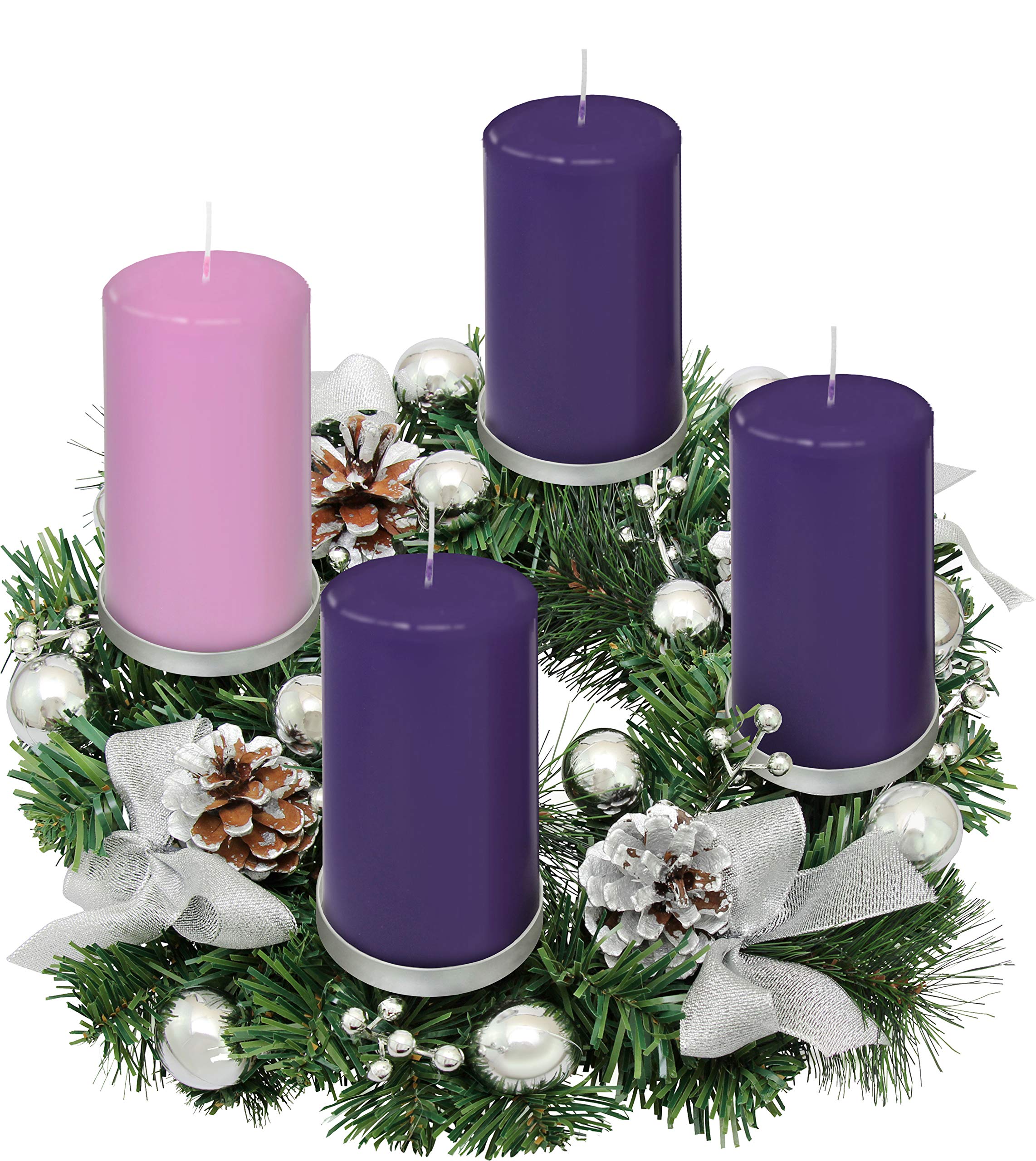 Title: Advent Candles Set of 4 – Made in the USA None Drip Advent Pillar Candles – Unscented Purple & Pink Advent Candles for Church and Home Advent Décor decoration Advent Wreaths Rings Candle Holder