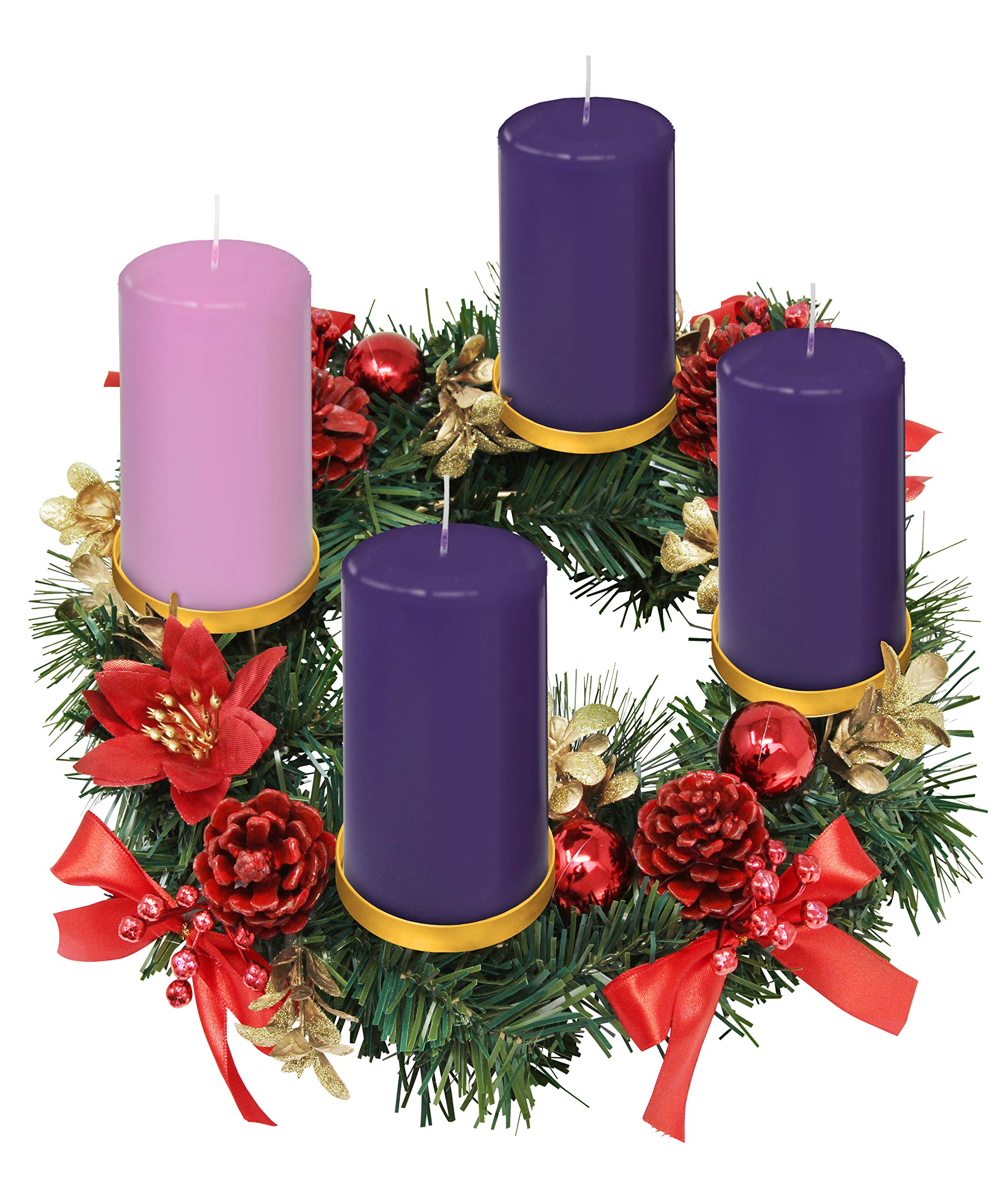 Title: Advent Candles Set of 4 – Made in the USA None Drip Advent Pillar Candles – Unscented Purple & Pink Advent Candles for Church and Home Advent Décor decoration Advent Wreaths Rings Candle Holder