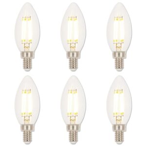 westinghouse 5271020 4.5 watt (60 watt equivalent) b11 dimmable clear filament led light bulb, candelabra base, 6 pack