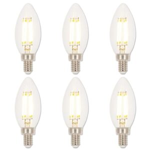 westinghouse 5265120 4.5 watt (60 watt equivalent) b11 dimmable clear filament led light bulb, candelabra base, 6 pack