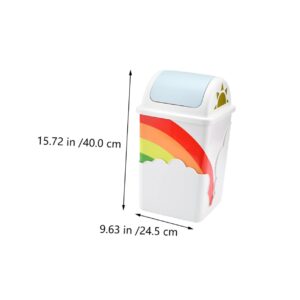 STOBAZA 1pc Rainbow Trash Can Rubbish Can Small Wastebasket Shake Lid Trash Can Mini Trash Can with Lid Convenient Trash Can Retainer Container Bin Vintage The Clouds Plastic Child