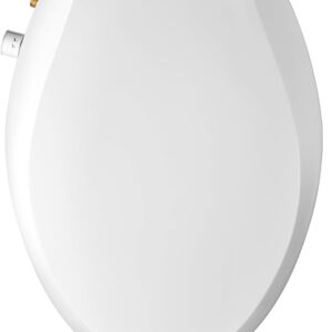 Clirass Elongated Bidet Toilet Seat with Quiet-Close, Non-Electric Bidet Toilet Seat with Self Cleaning Dual Nozzles, Fit Elongated Toilet Seat, White Bidet Attachment with Brass inlet