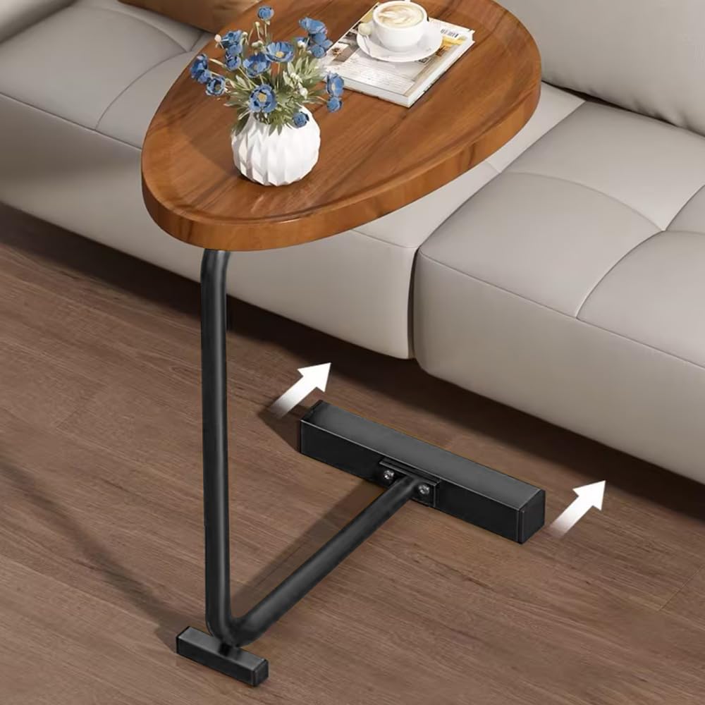 YYW C Shaped End Table Narrow Side Table for Couch, Sofa and Bed, Sofa End Table with Metal Frame for Small Spaces, Bedside, Living Room, Bedroom (Black)