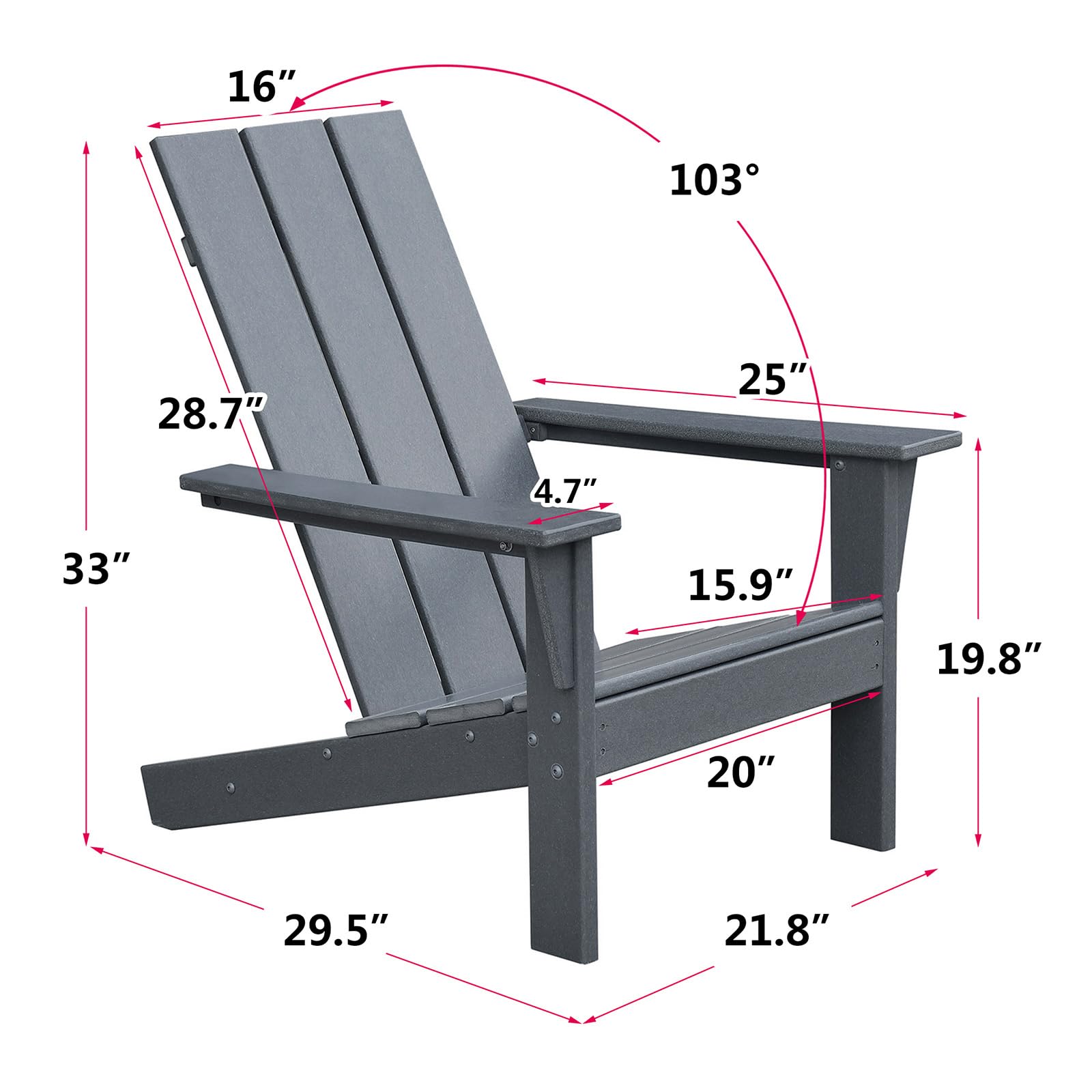 ATR ARTTOREAL Adirondack Chair Set of 2 with Table, HDPE Firepit Chairs for Outside, Weatherproof Outdoor Chairs for Garden Balcony Patio