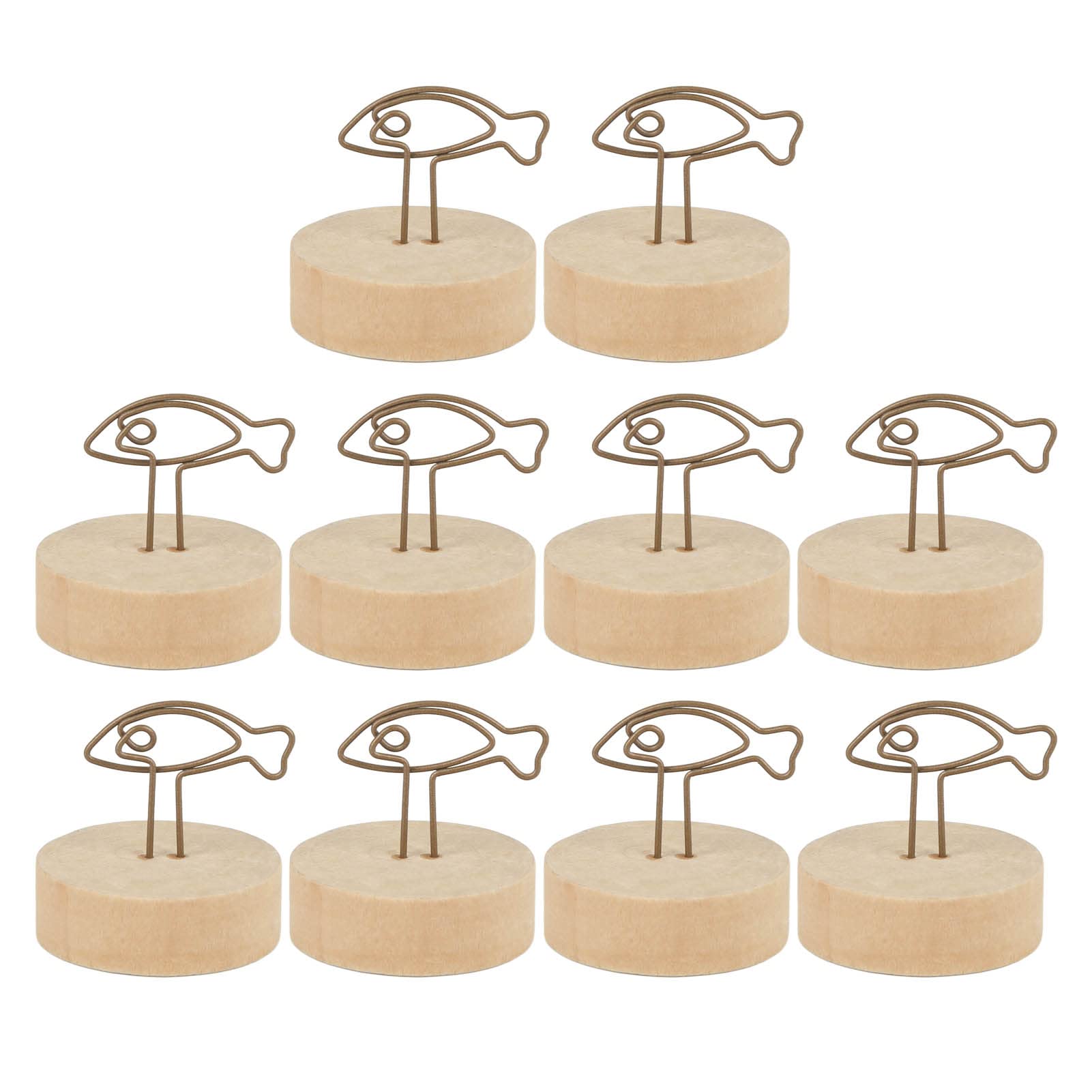 Fofetbfo 10PCS Table Number Holder Fish Shape Name Card Clips Table Card Holders Vertical Simple Place Card Holder Cute Place Card Holder with Log Base for Wedding Centerpieces Bridal Shower Birthday