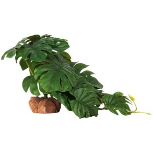 woledoe reptile plants for terrarium, ball python tank decor accessories fit bearded dragon crested leopard gecko lizard chameleon snake frog tortoise hermit crab - fake monstera