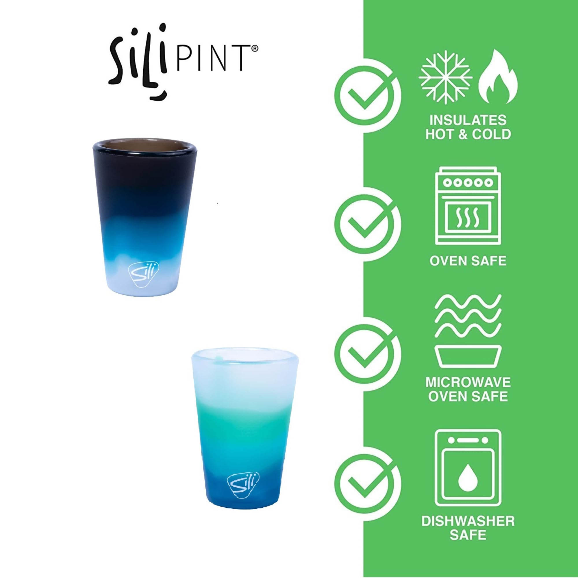 Silipint Silicone 1.5 oz Shot-Glass Set: 6 Pack - (2) Moonbeam, (2) Sun Storm, Mtn Air, Aurora - Unbreakable, Great for Parties, Sustainable