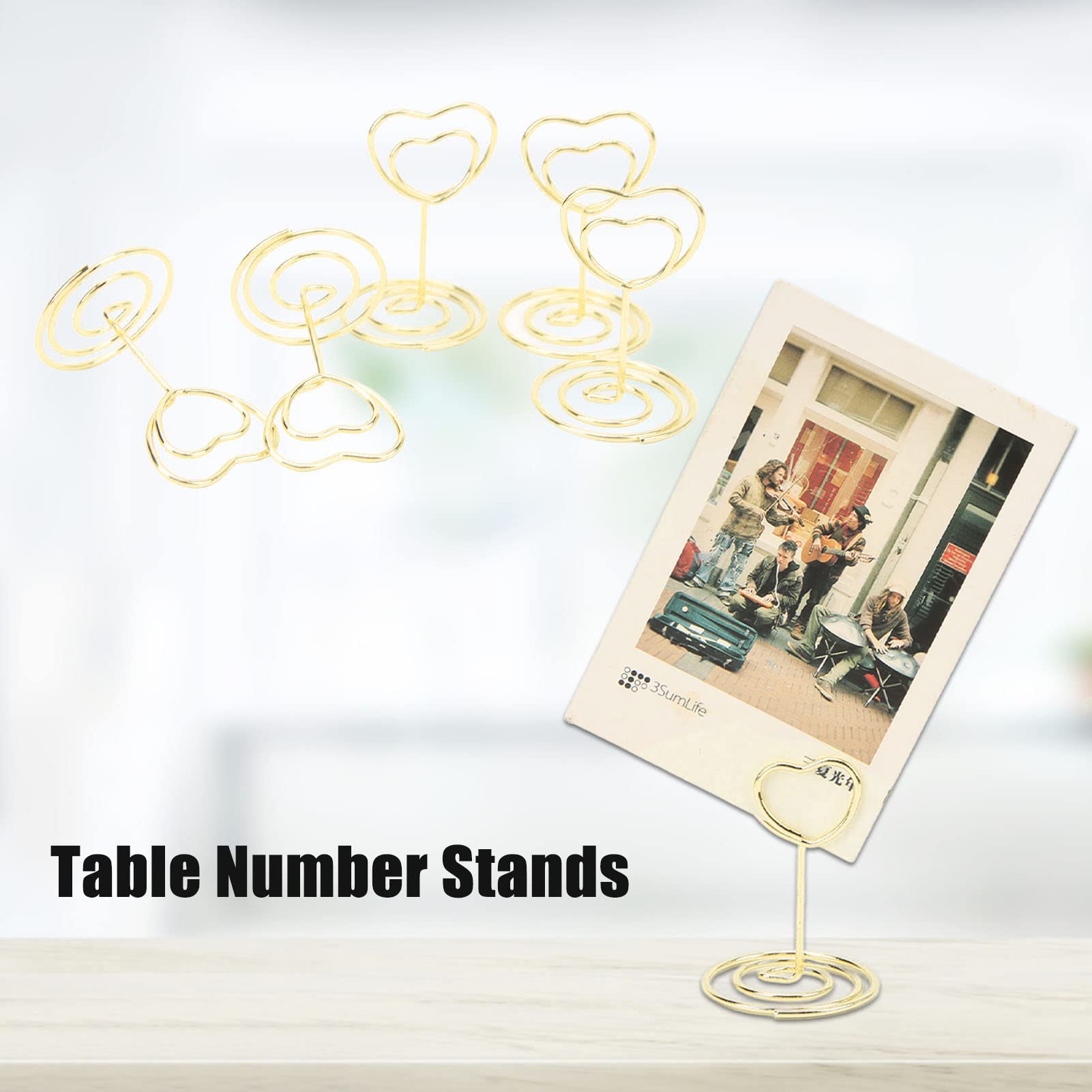 20Pcs Table Number Holder Heart Shaped Table Number Stands Stable Sturdy Table Card Holder Stand Metal Table Sign Holders Place Card Holder for Wedding Centerpieces Bridal Shower Birthday(Gold)