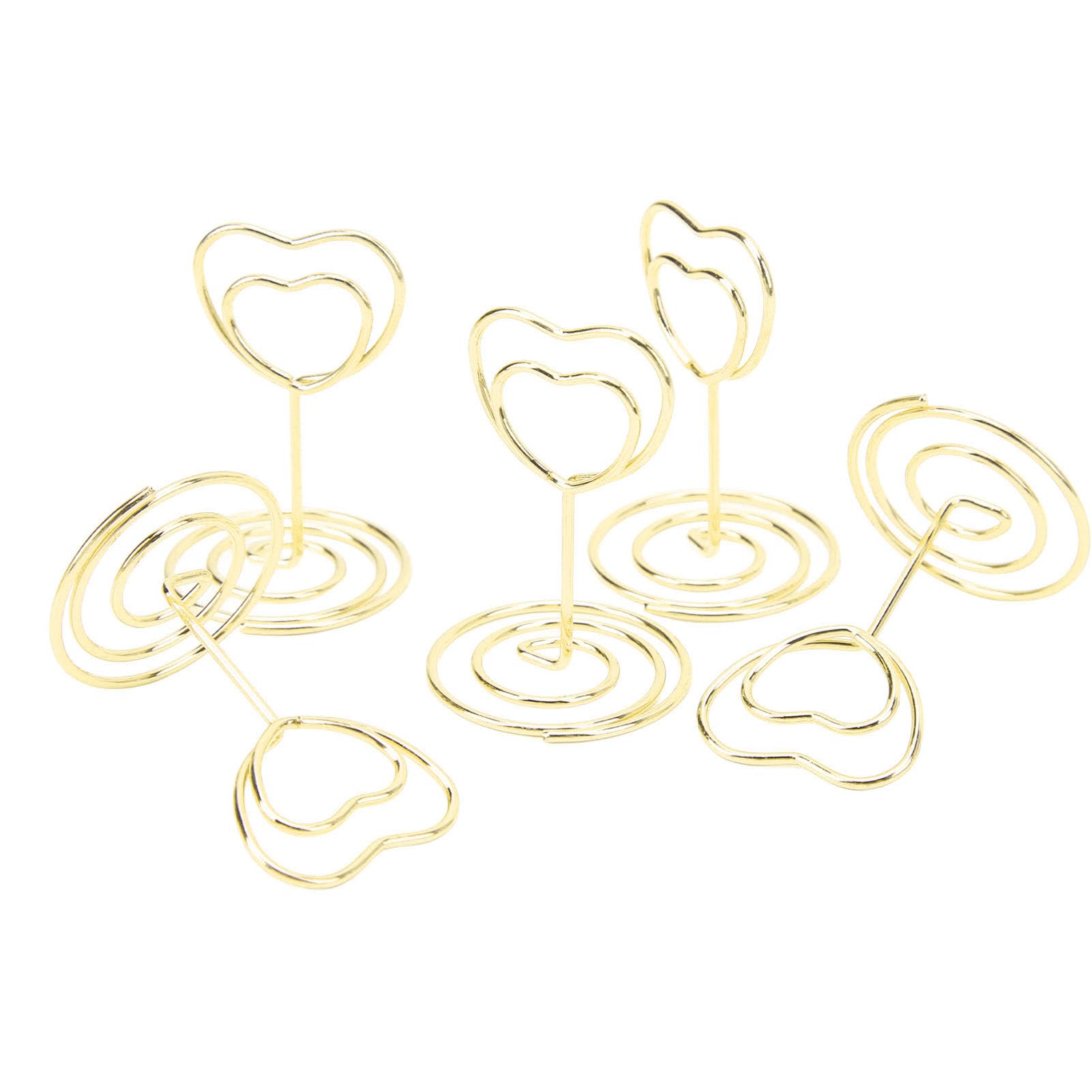 20Pcs Table Number Holder Heart Shaped Table Number Stands Stable Sturdy Table Card Holder Stand Metal Table Sign Holders Place Card Holder for Wedding Centerpieces Bridal Shower Birthday(Gold)