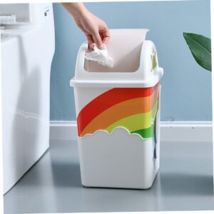 STOBAZA 1pc Rainbow Trash Can Rubbish Can Small Wastebasket Shake Lid Trash Can Mini Trash Can with Lid Convenient Trash Can Retainer Container Bin Vintage The Clouds Plastic Child