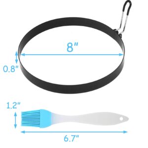 2 Pack 8 Inch Pancake Mold, Large Omelette Makers Ring for Griddle Stainless Steel Pancake Egg Ring for Frying Egg Muffin Round Pancake Maker Mold Rings with Insulated Handle for Eggs Breakfast