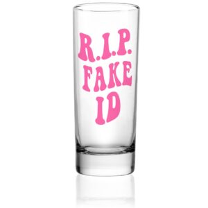 justotry 21st birthday pink shot glass - rip fake id 21st birthday gifts for her 2oz shot glass best 21 birthday decorations gifts ideal for women 21 decorations