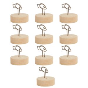 Fofetbfo 10PCS Table Number Holder Fish Shape Name Card Clips Table Card Holders Vertical Simple Place Card Holder Cute Place Card Holder with Log Base for Wedding Centerpieces Bridal Shower Birthday