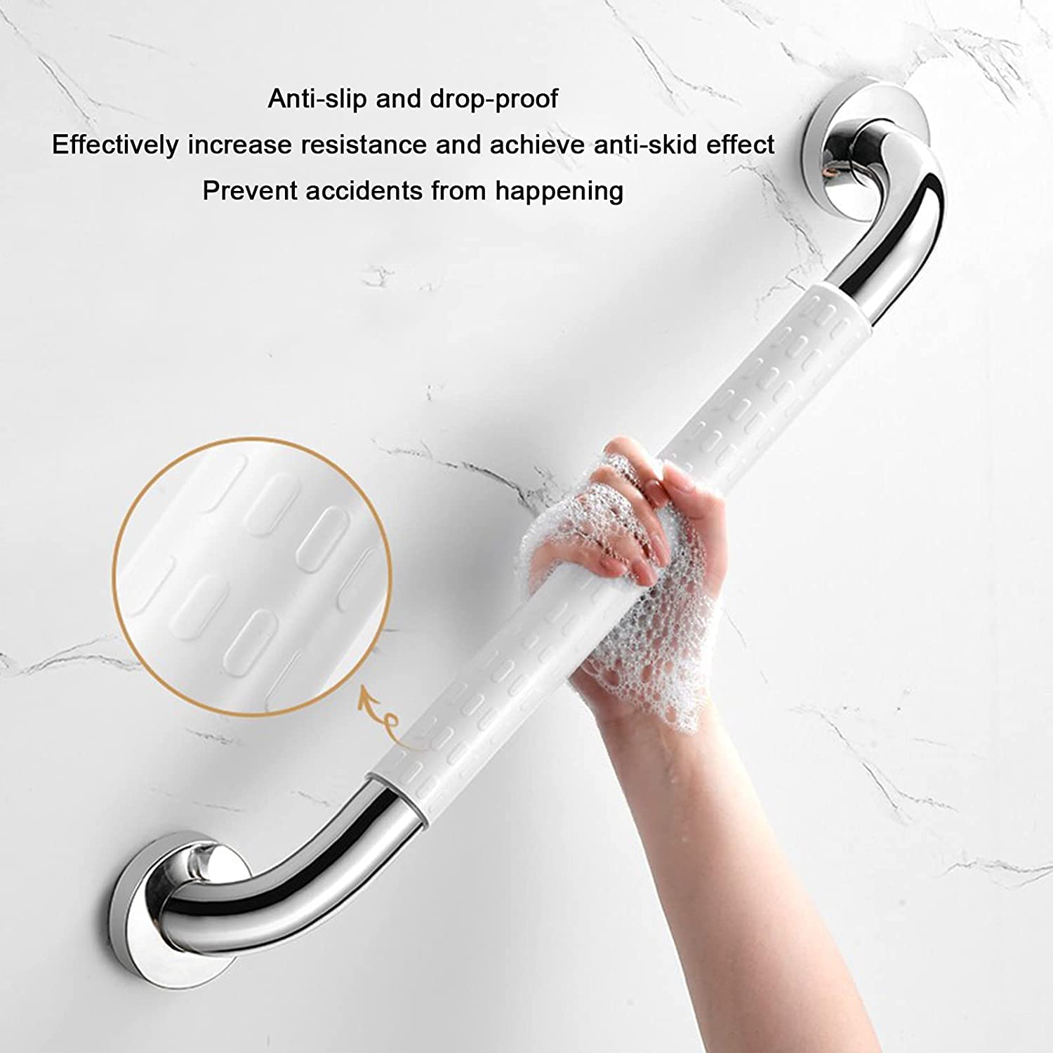 Shower Grab Bar Shower Handle Shower Handle for Bathtub,Toilet, Bathroom,Kitchen,Stairway Handrail (Color : Yellow, Size : 23.6inch/60cm)