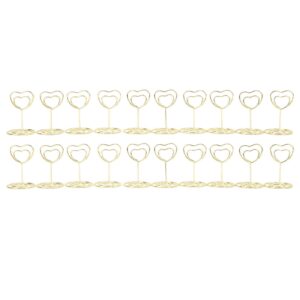 20pcs table number holder heart shaped table number stands stable sturdy table card holder stand metal table sign holders place card holder for wedding centerpieces bridal shower birthday(gold)