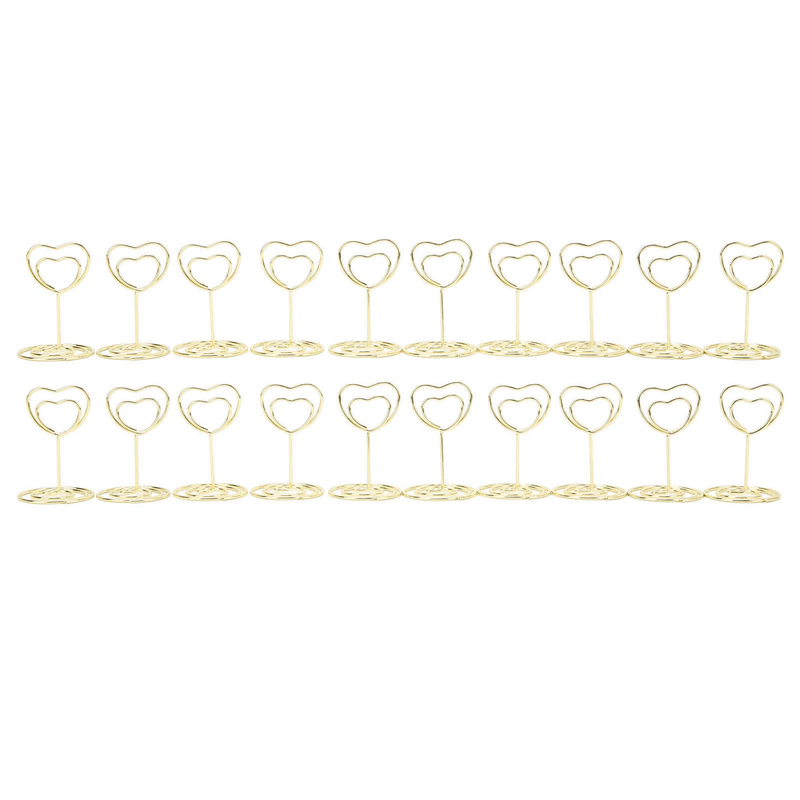 20Pcs Table Number Holder Heart Shaped Table Number Stands Stable Sturdy Table Card Holder Stand Metal Table Sign Holders Place Card Holder for Wedding Centerpieces Bridal Shower Birthday(Gold)