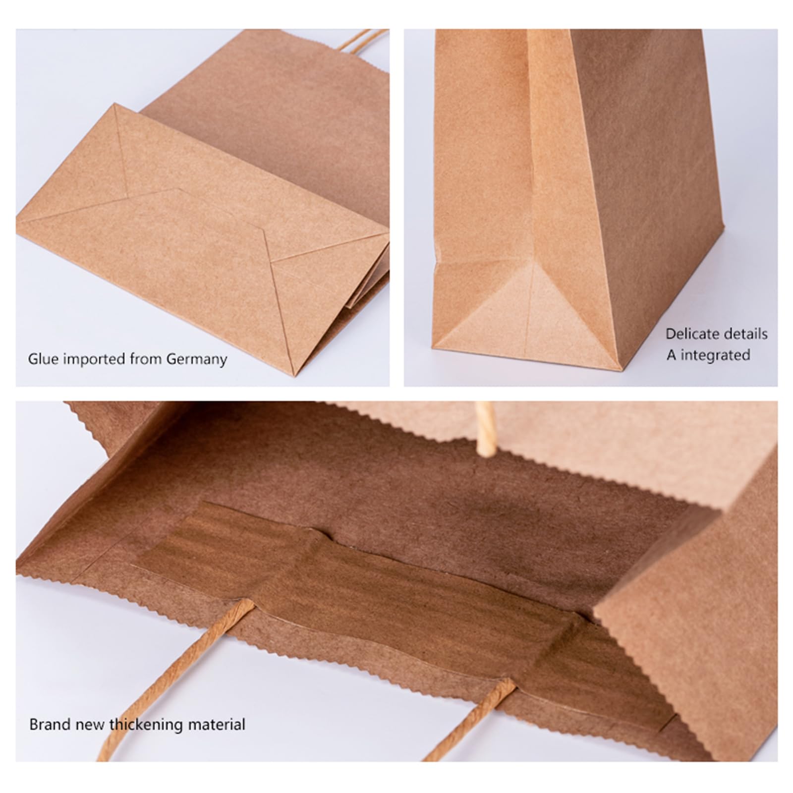 vanhel 100 Pack Brown Kraft Paper Bags with Handles Bulk,8x4.25x10.5 Inches,Brown Paper Bags,Craft Gift Bags,Gift Bags with Handles for Wending,Birthday, Favor,Party,Retail Merchandise Bags