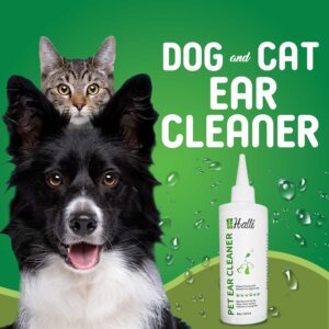 HALLI Jamaican Inspired Plant-Based Dog Ear Cleaner with Coconut Oil and Aloe Vera - Wax-Dissolving, Gentle Formula, Mild Scent - Large 8 oz Bottle