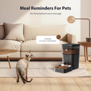 Automatic Cat Feeder WiFi: Automatic Cat Food Dispenser App Remote Control Timed Feeding of Dry Pet Food 10s Voice Recorder Programmable Food Dispenser for Cat & Small Dog Up to1-10 Meals Black