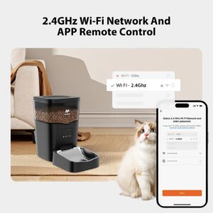 Automatic Cat Feeder WiFi: Automatic Cat Food Dispenser App Remote Control Timed Feeding of Dry Pet Food 10s Voice Recorder Programmable Food Dispenser for Cat & Small Dog Up to1-10 Meals Black