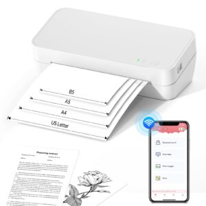 ponek wifi thermal printer - s821 wireless printers for home use, inkless portable printer supports 8.5" x 11" letter/a4/a5/b5 thermal paper, compatible with phones & pc for office, home