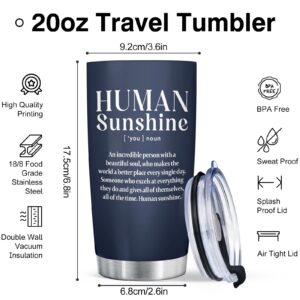 Shqiueos Coworker Christmas Gifts Human Sunshine Tumbler Cup 20 Oz, Thank You Gifts for Women Men, Appreciation Gifts for Teacher Doctor Nurses Employee Principal Boss Retirement Birthday Gifts