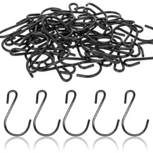 50 pcs small s hooks, 1.26 inch s hooks for hanging, ornament hooks black, utility mini s shaped hooks,wire hooks jewelry hooks, for key ring chain hardware pet name tag