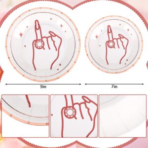 Maxcheck 60 Pcs Bachelorette Party Paper Plates Ring Finger Disposable Plates Dessert Dinner Plate Rose Gold Bridal Shower Gift Bachelorette Party Paper Tableware for Bridesmaid Favor Engagement Party