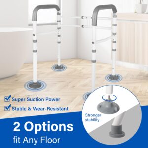 Jhkopqe Toilet Safety Rails(350 LB),Stand Alone Toilet Safety Frame,Adjustable and Foldable Toilet Safety Rails,Toilet Handles for Elderly and Disabled & Handicap,Fit Any Toilet