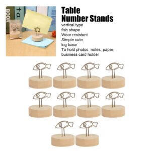 Fofetbfo 10PCS Table Number Holder Fish Shape Name Card Clips Table Card Holders Vertical Simple Place Card Holder Cute Place Card Holder with Log Base for Wedding Centerpieces Bridal Shower Birthday