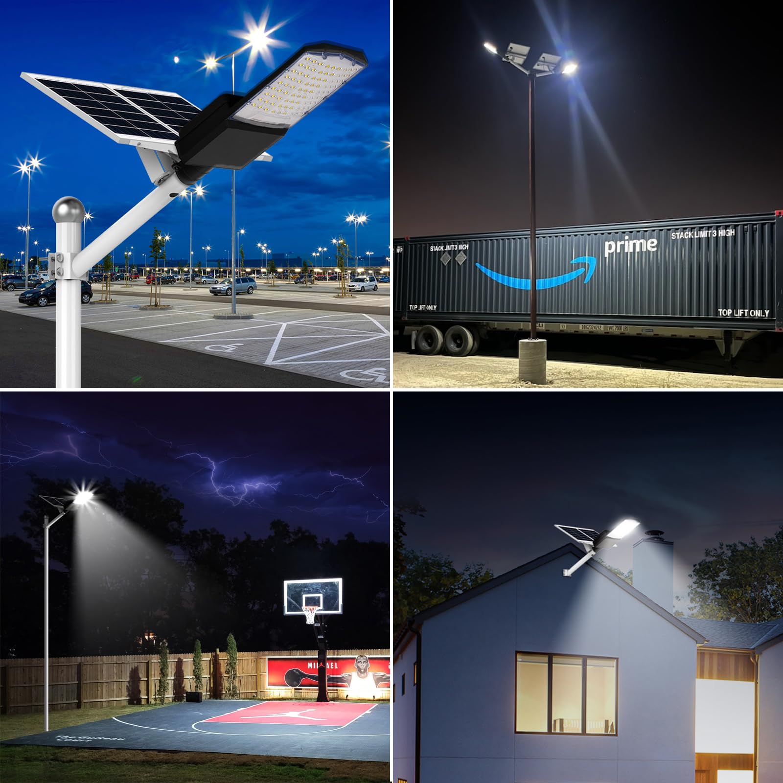 Solar Street Lights Outdoor Solar Parking Lot Lights 40000LM, 6700K LED Solar Lights, Dusk to Dawn, Solar Powered Led Street Light, IP67 Waterproof, Commercial Lighting Grade for Yard Garden, Black