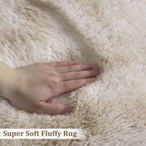 GAOMON 9x12 Fluffy Area Rugs or Bedroom Furry Rug for Living Room, Fuzzy Shag Fur Rug for Nursery Room Tie-Dyed Non-Skid Plush Throw Rug Shaggy Accent Rug for Indoor Home Floor Carpet, Beige/Taupe