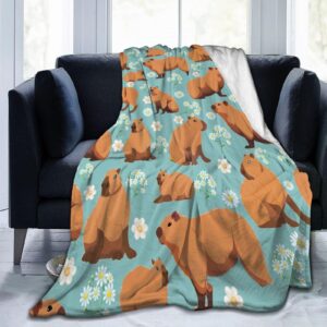 capybara blanket capybara gifts for girls boys soft throw blanket 50x60 inches fleece blanket comfy capybara plush blanket flannel blanket couch sofa blanket birthday gifts for women men kids,blue