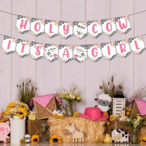 Cow Baby Shower Decorations for Girl Holy Cow Its a Girl Baby Shower Banner Pink Holy Cow Farm Animal Baby Shower Barnyard Cow Print Baby Shower Decorations