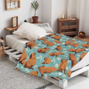 Capybara Blanket Capybara Gifts for Girls Boys Soft Throw Blanket 50x60 Inches Fleece Blanket Comfy Capybara Plush Blanket Flannel Blanket Couch Sofa Blanket Birthday Gifts for Women Men Kids,Blue