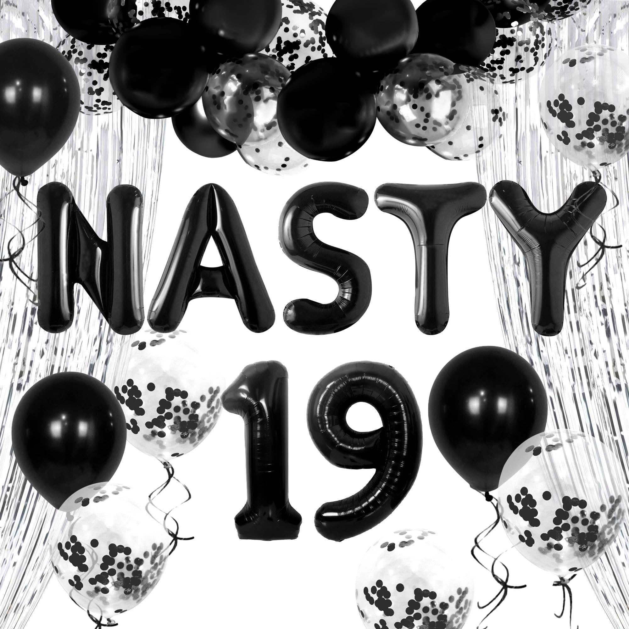 Nasty 19 Birthday Decoration Black 19th Birthday Decorations Nasty 19 Sign Funny Birthday Decoration Balloons 19 Years Old Theme Decor for Man