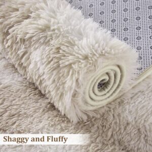 GAOMON 9x12 Fluffy Area Rugs or Bedroom Furry Rug for Living Room, Fuzzy Shag Fur Rug for Nursery Room Tie-Dyed Non-Skid Plush Throw Rug Shaggy Accent Rug for Indoor Home Floor Carpet, Beige/Taupe