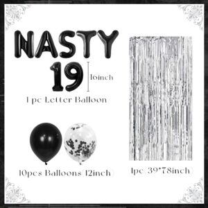 Nasty 19 Birthday Decoration Black 19th Birthday Decorations Nasty 19 Sign Funny Birthday Decoration Balloons 19 Years Old Theme Decor for Man