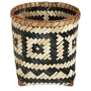 1pcs bamboo woven trash can wicker waste basket office garbage cans round waste paper bin rubbish basket plant flower pot for under desk bedroom bathroom home office