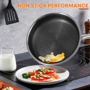 LEUGWAKN Hybrid Nonstick Frying Pan With Lid-12 Inch Stainless Steel Skillets-cooking pan-Saute Pan-Compatible with All Cooktops (12 Inch)