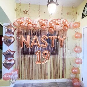 Rose Gold Nasty 19 Birthday Decoration Black Nineteenth birthday Decorations Nasty 19 Sign Funny Birthday Decoration Balloons 19 Years Old Theme Decor