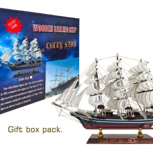 SAILINGSTORY Wooden Model Ship Clipper Cutty Sark 1/195 Scale Replica Ship Model Sailboat Decor Small