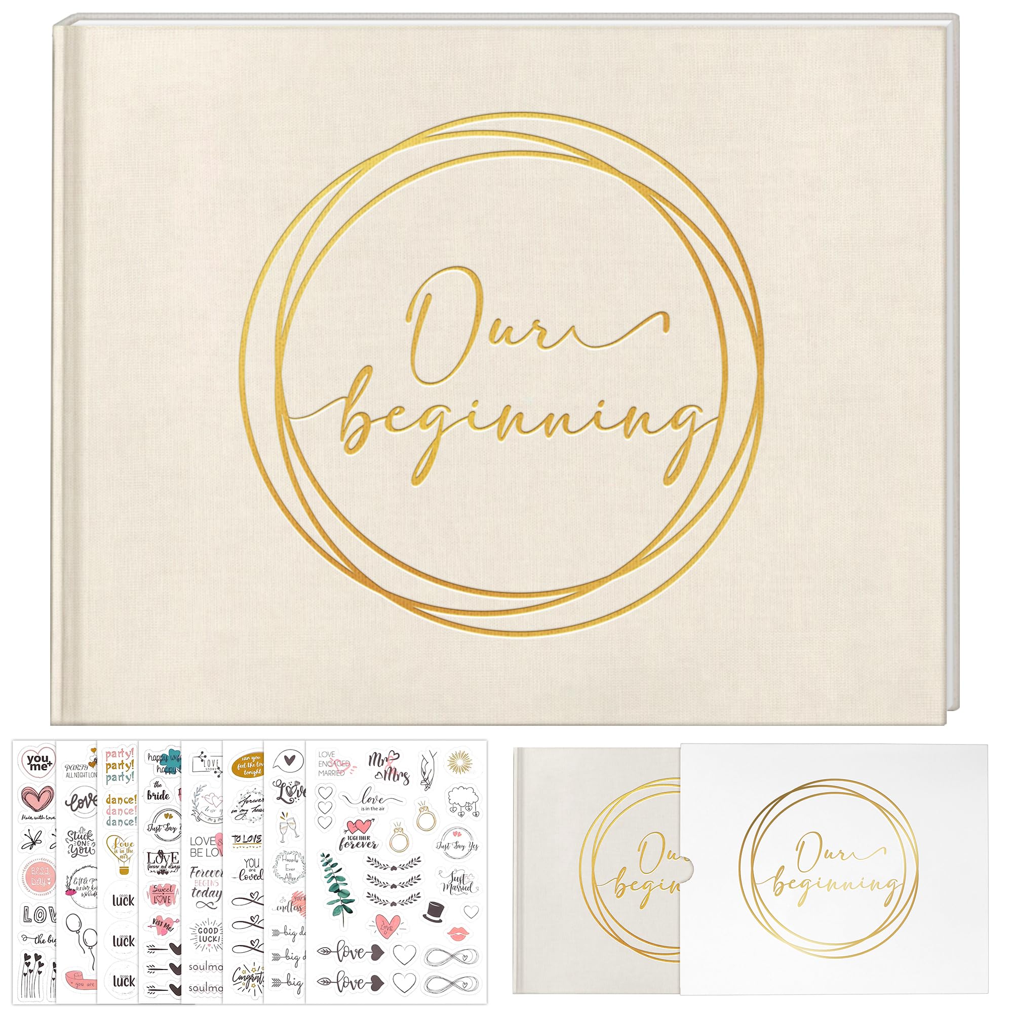 Premium Wedding Guest Book Set, Includes Slipcase Box, 100 Pages, and 200 Stickers, Perfect for Wedding Reception, Bridal Shower, and Special Events