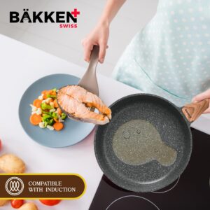 Bakken-Swiss 14-Piece Kitchen Cookware Set – Granite Non-Stick – Eco-Friendly – for All Stoves & Oven-Safe - Marble coatin