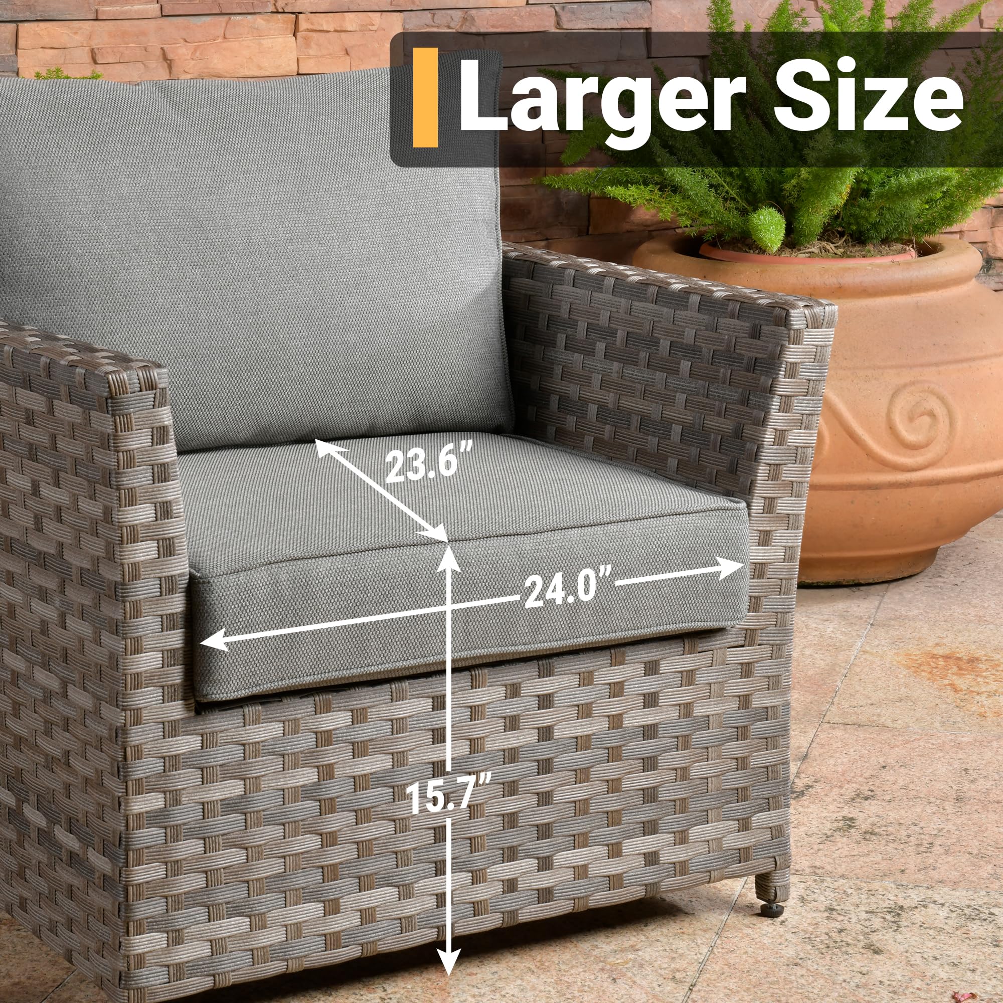 CAODOC 12 Pieces Outdoor Furniture Patio Sectional Sofa Couch Gray PE Wicker Conversation Sets with Ottomans Glass Coffee Table for Garden Poolside Backyard