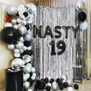 Nasty 19 Birthday Decoration Black 19th Birthday Decorations Nasty 19 Sign Funny Birthday Decoration Balloons 19 Years Old Theme Decor for Man